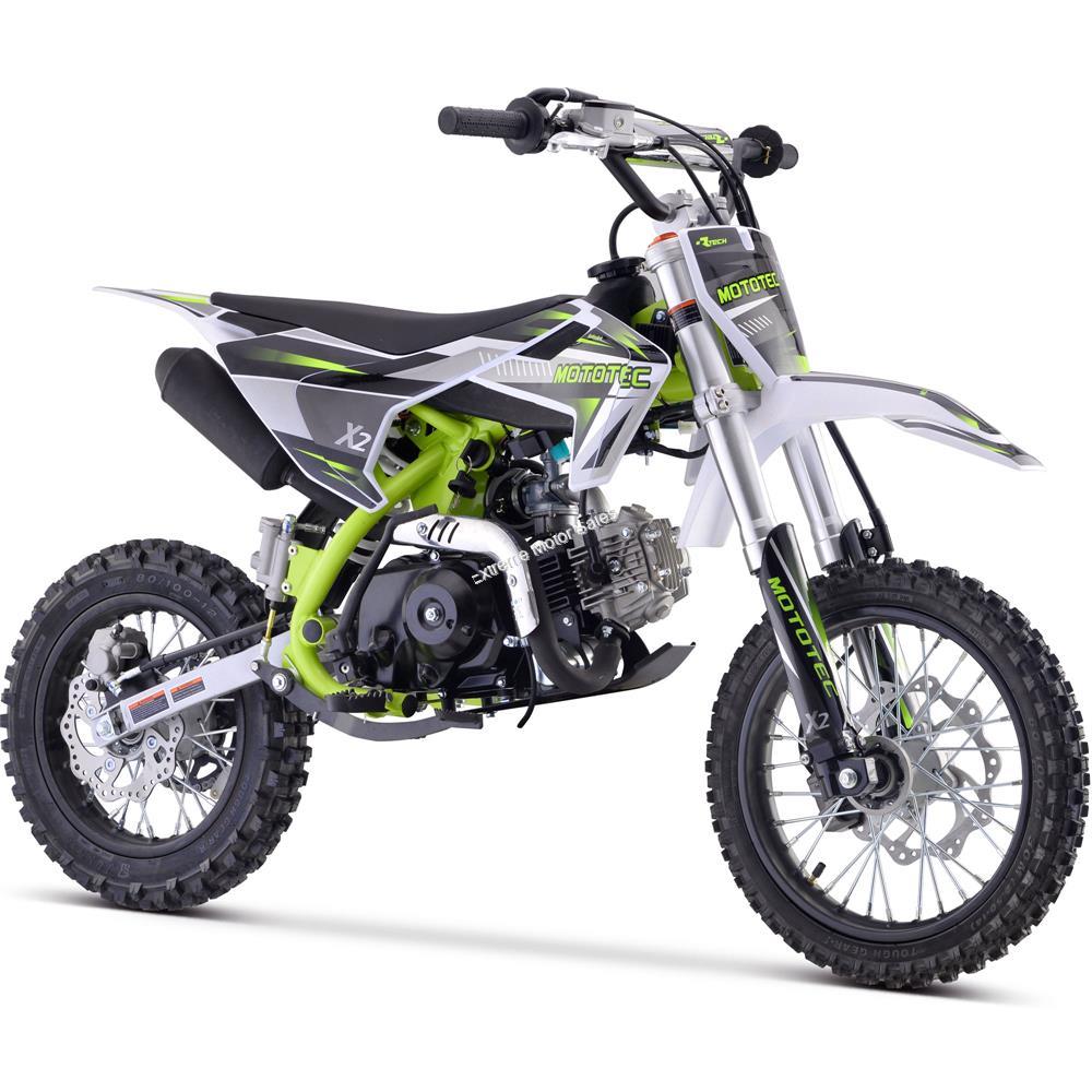 MotoTec X2 110cc Kids Youth 4-Stroke Gas Dirt Bike Semi Automatic ...